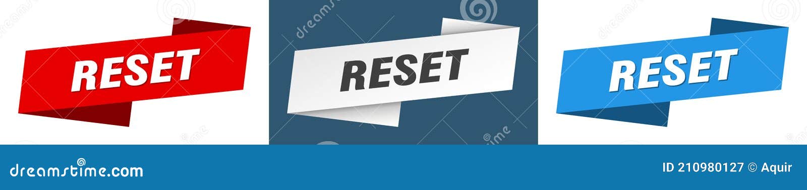 Reset Banner. Reset Ribbon Label Sign Set Stock Vector - Illustration ...