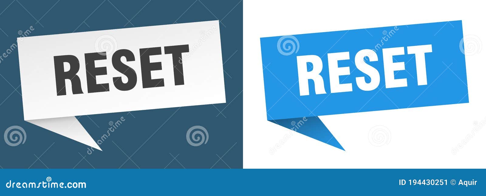 Reset Banner. Reset Speech Bubble Label Set Stock Vector - Illustration ...