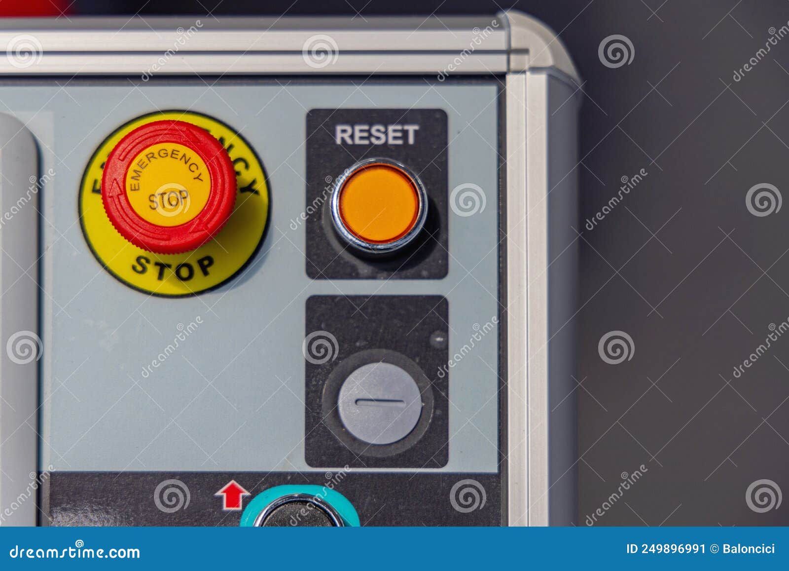 Reset Emergency Stop stock image. Image of technology - 249896991