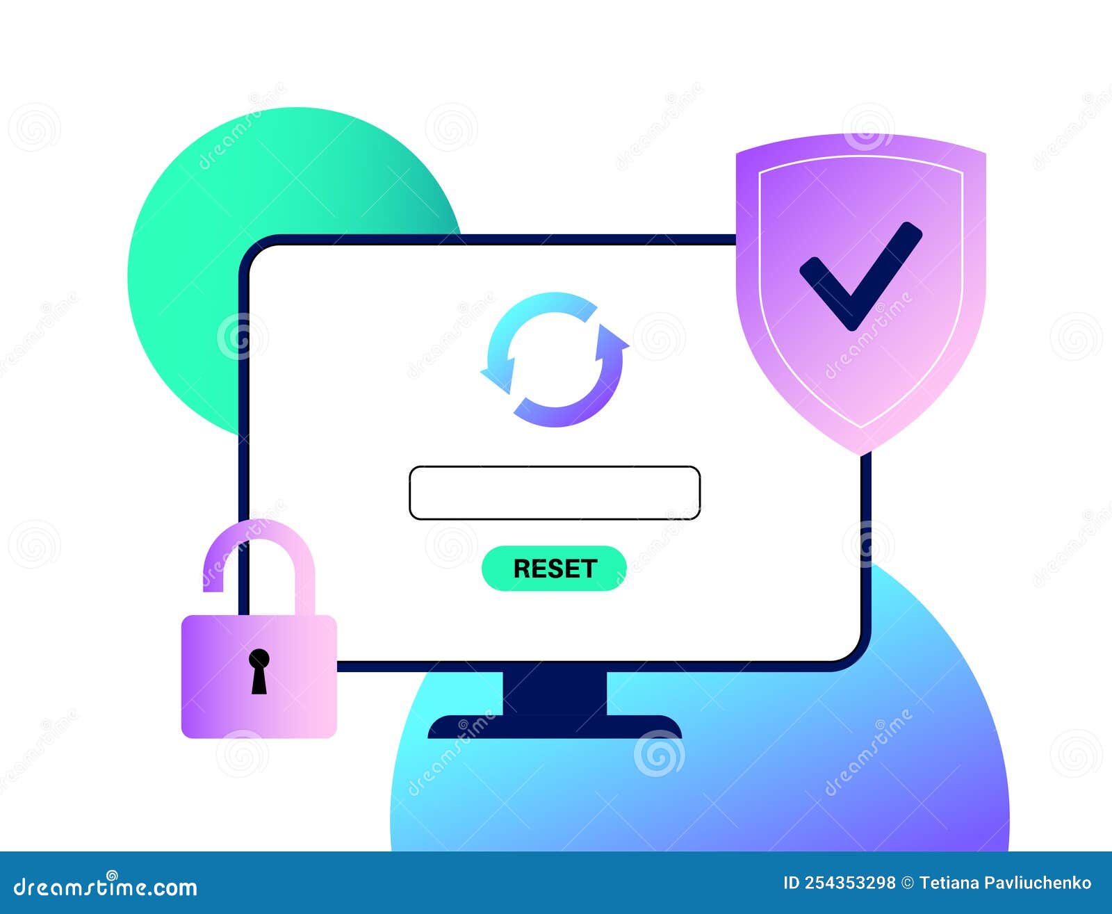 Reset password action stock vector. Illustration of privacy - 254353298