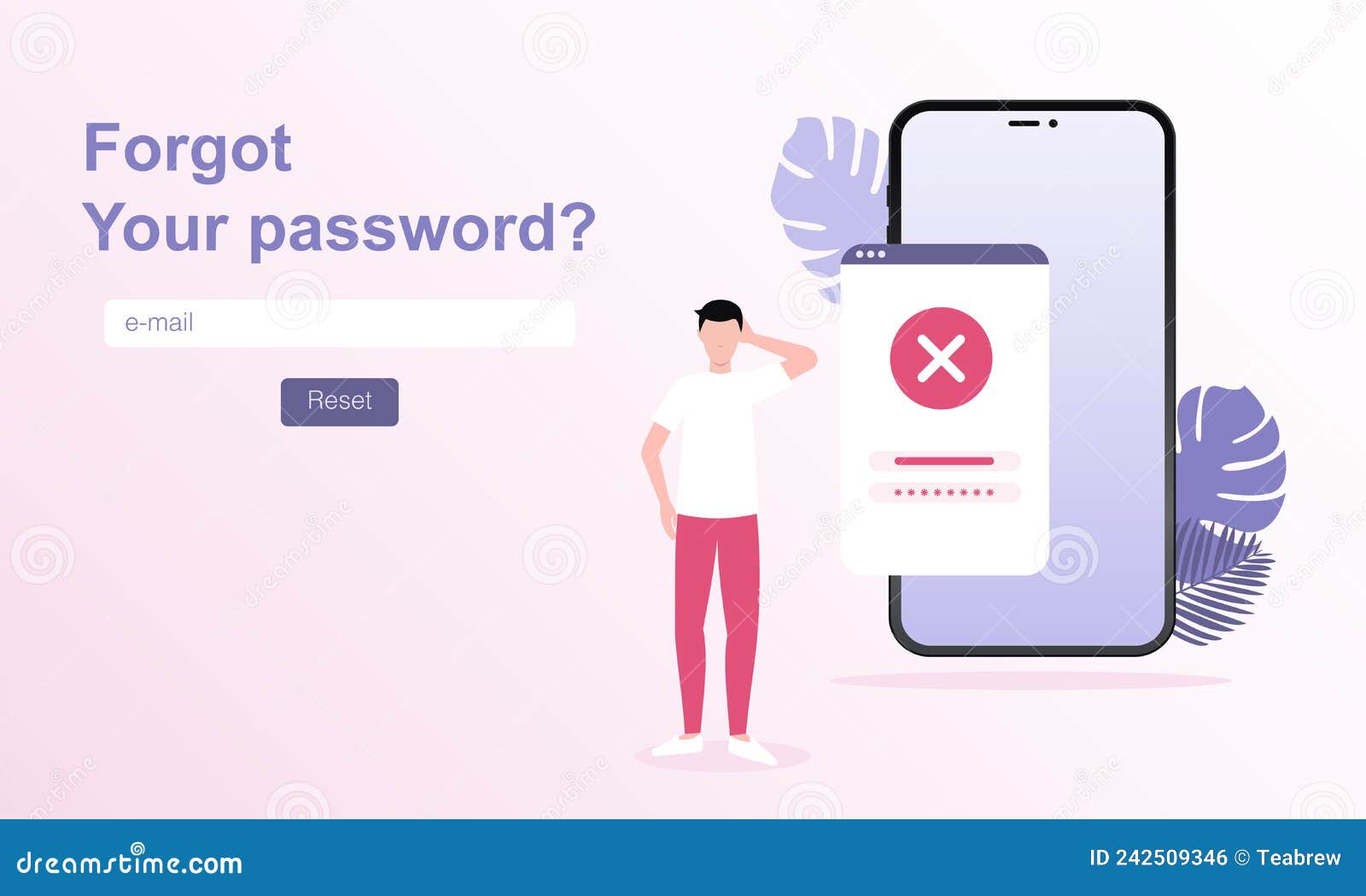 Reset Password. Vector Illustration for Web Banner. Stock Illustration ...