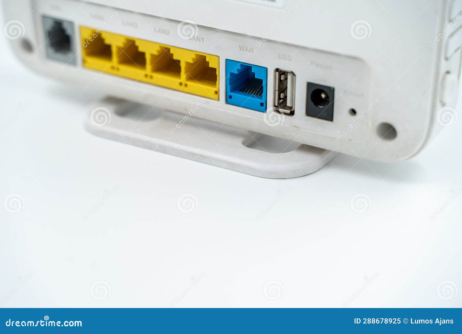 Reset, Power, Usb, Lan and Wan Inputs of the Modem Device Stock Image ...