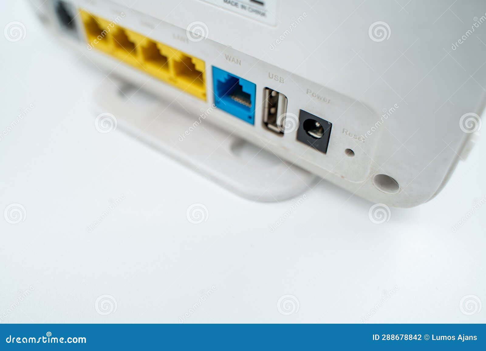 Reset, Power, Usb and Wan Inputs of the Modem Device Stock Photo ...
