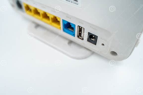 Reset, Power, Usb and Wan Inputs of the Modem Device Stock Photo ...
