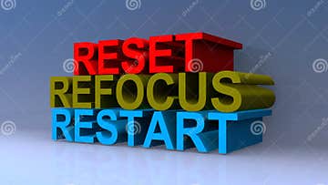Reset Refocus Restart on Blue Stock Illustration - Illustration of ...