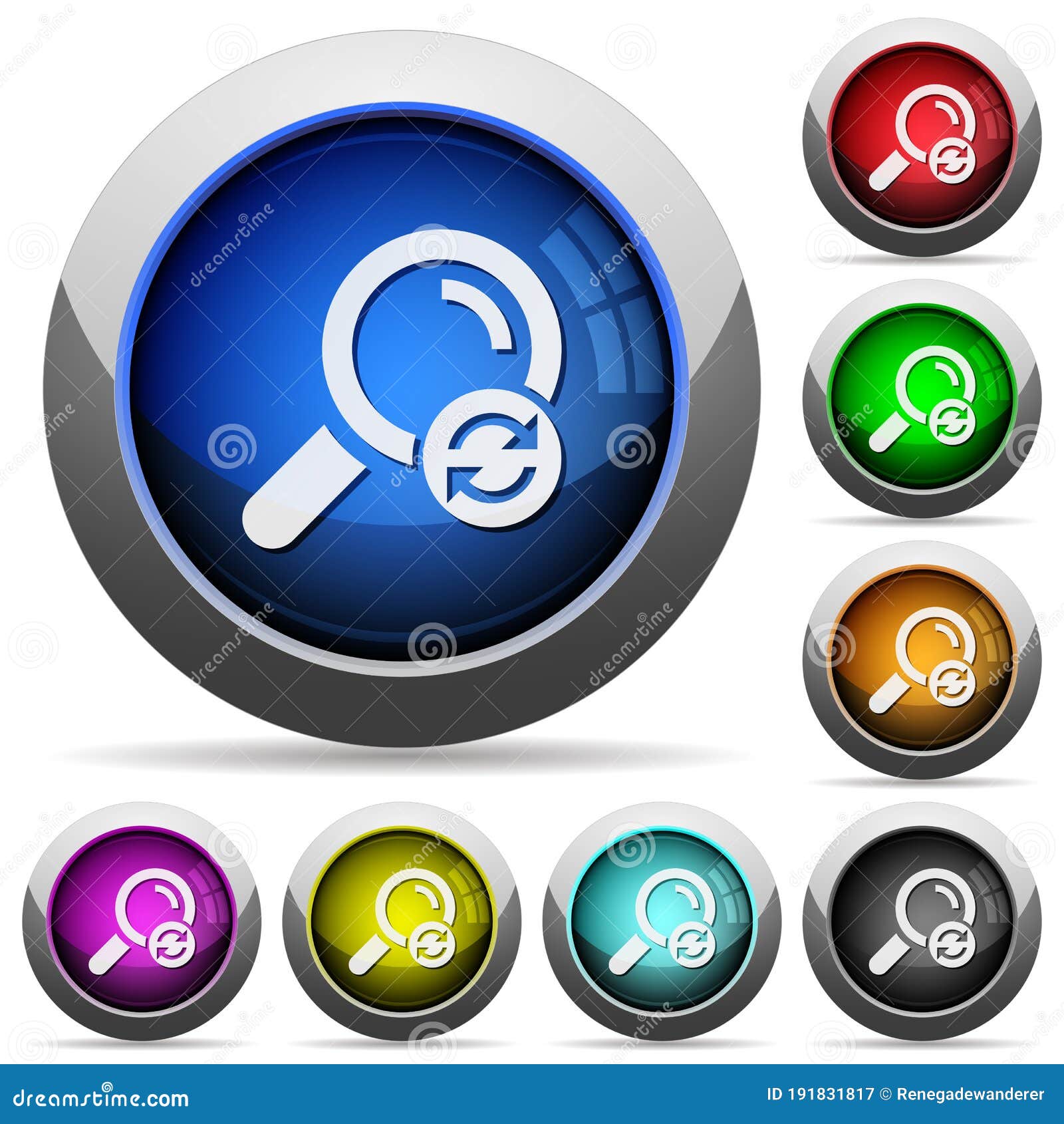 Reset Search Round Glossy Buttons Stock Vector - Illustration of zoom ...