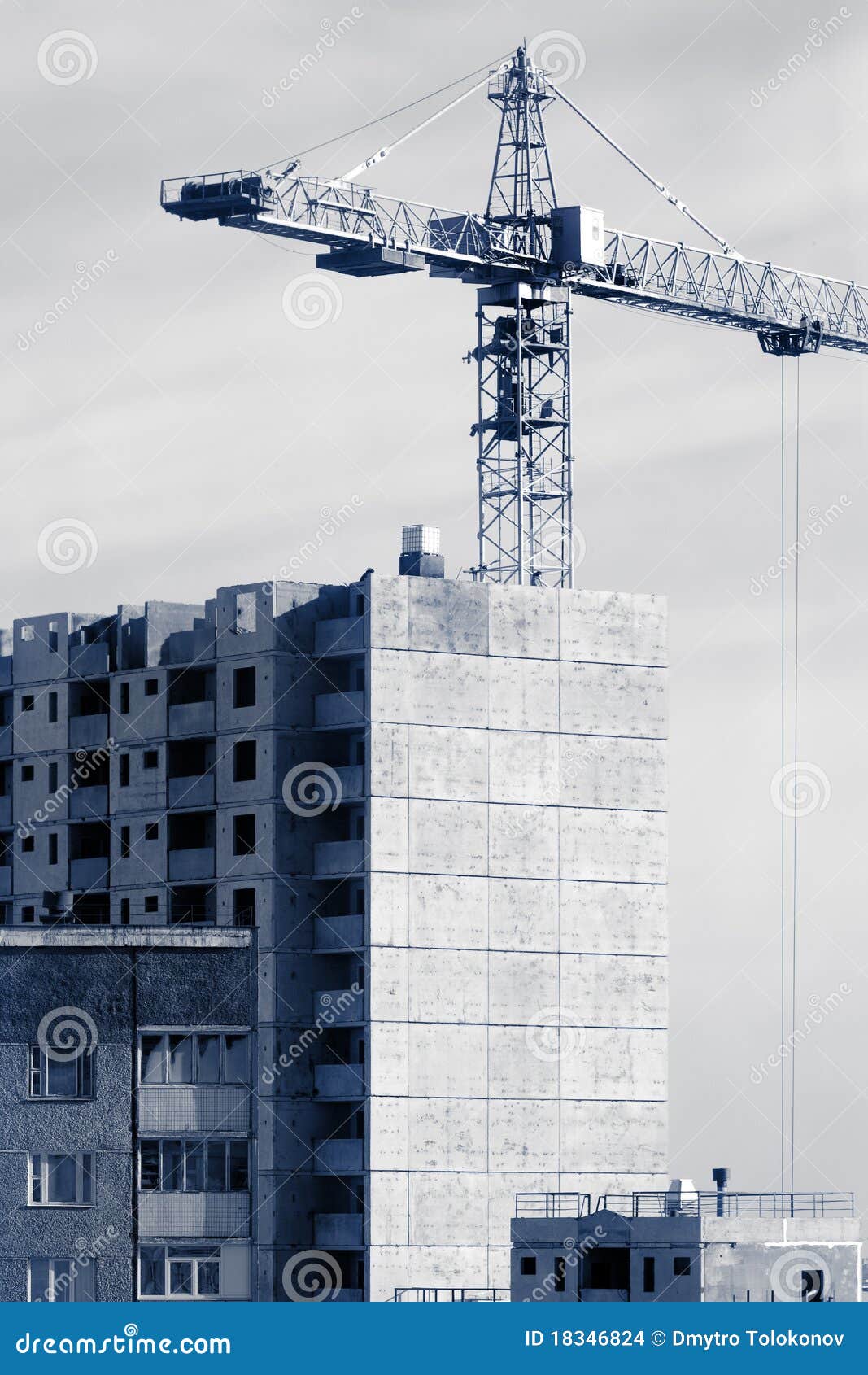 Residence Building Construction Works. Stock Photo - Image of town ...