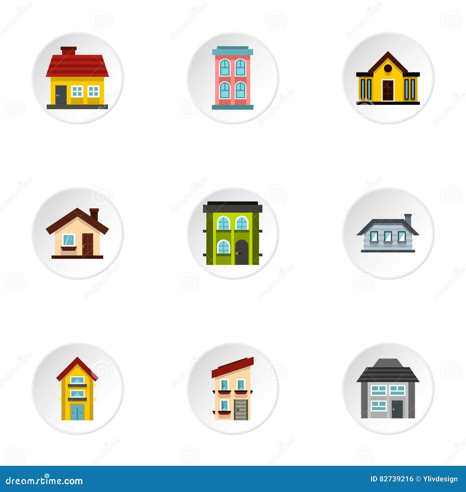 Residence Icons Set, Flat Style Stock Vector - Illustration of drawn ...