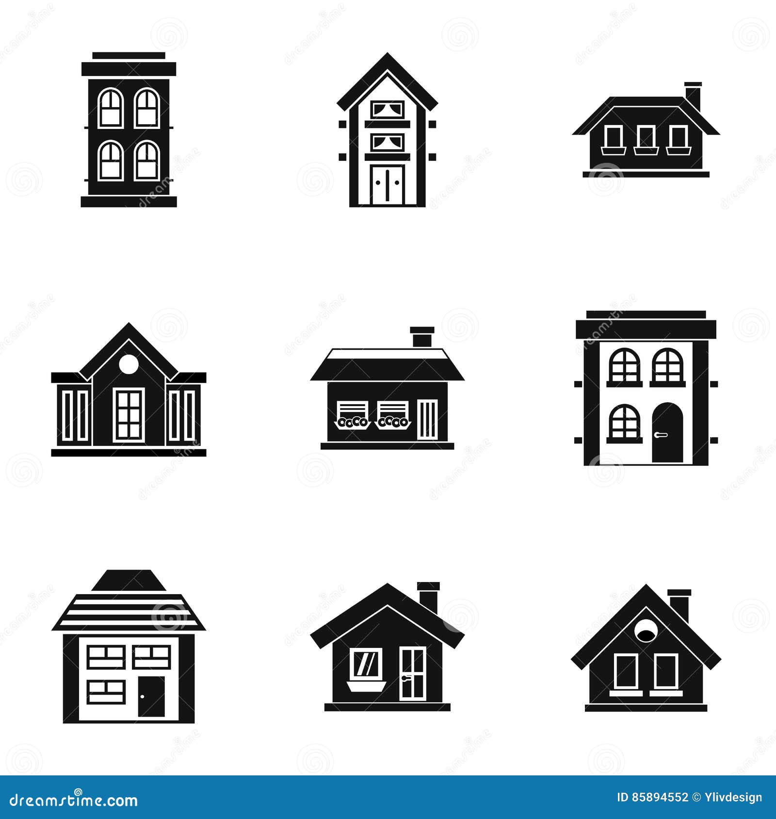 Residence Icons Set, Simple Style Stock Vector - Illustration of ...