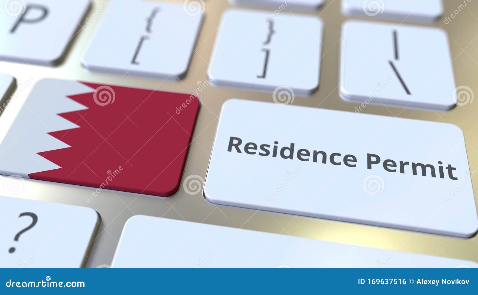 Residence Permit Text and Flag of Bahrain on the Buttons on the ...