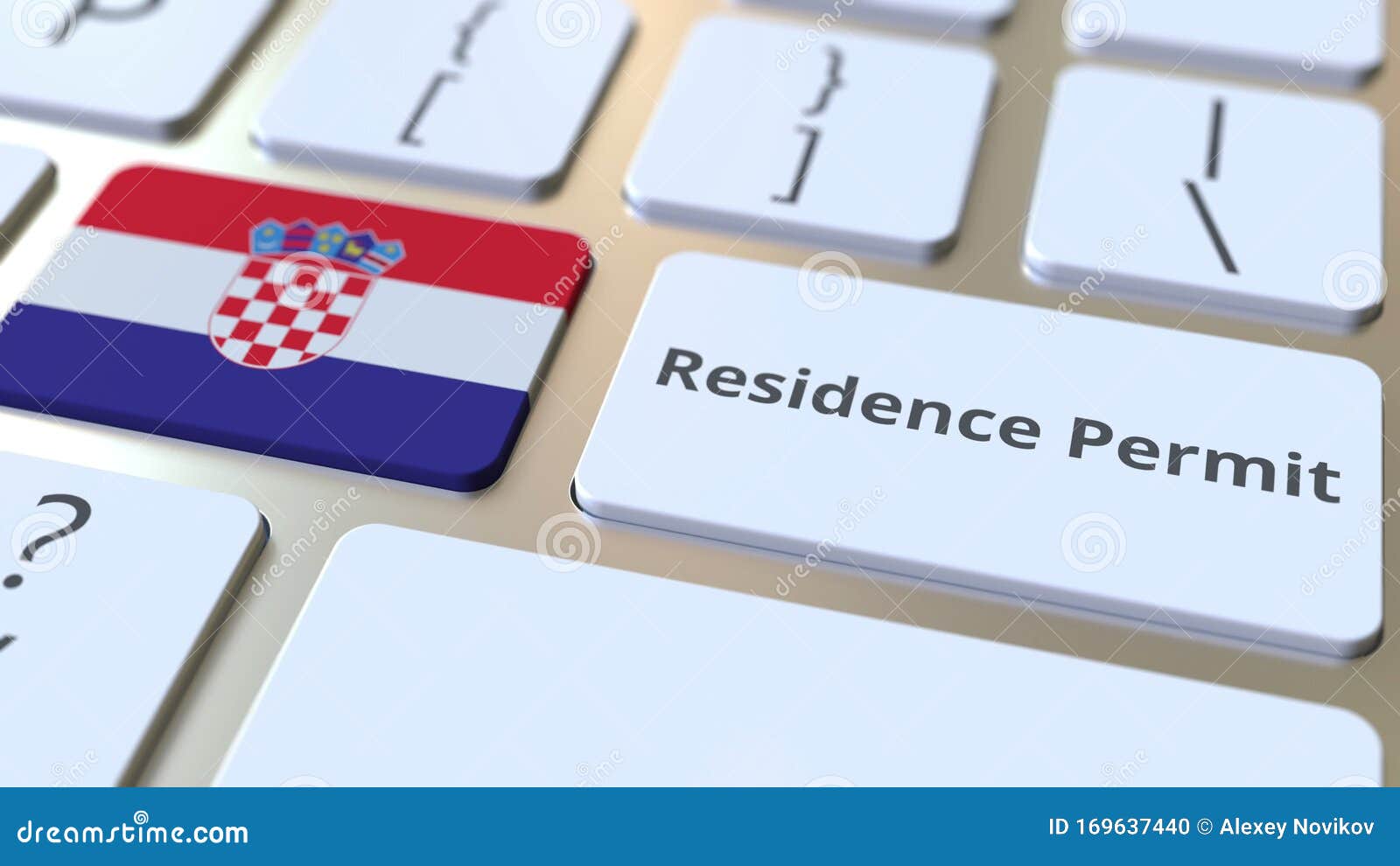 Residence Permit Text and Flag of Croatia on the Buttons on the ...