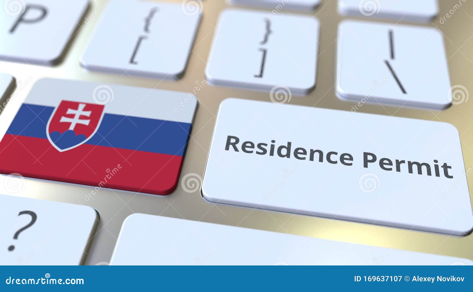 Residence Permit Text and Flag of Slovakia on the Buttons on the ...