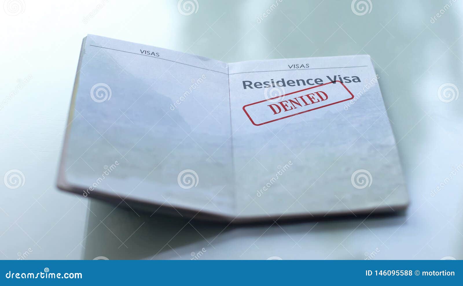 Passport With Denied Visa Stamp On The Map Of The World And Airline
