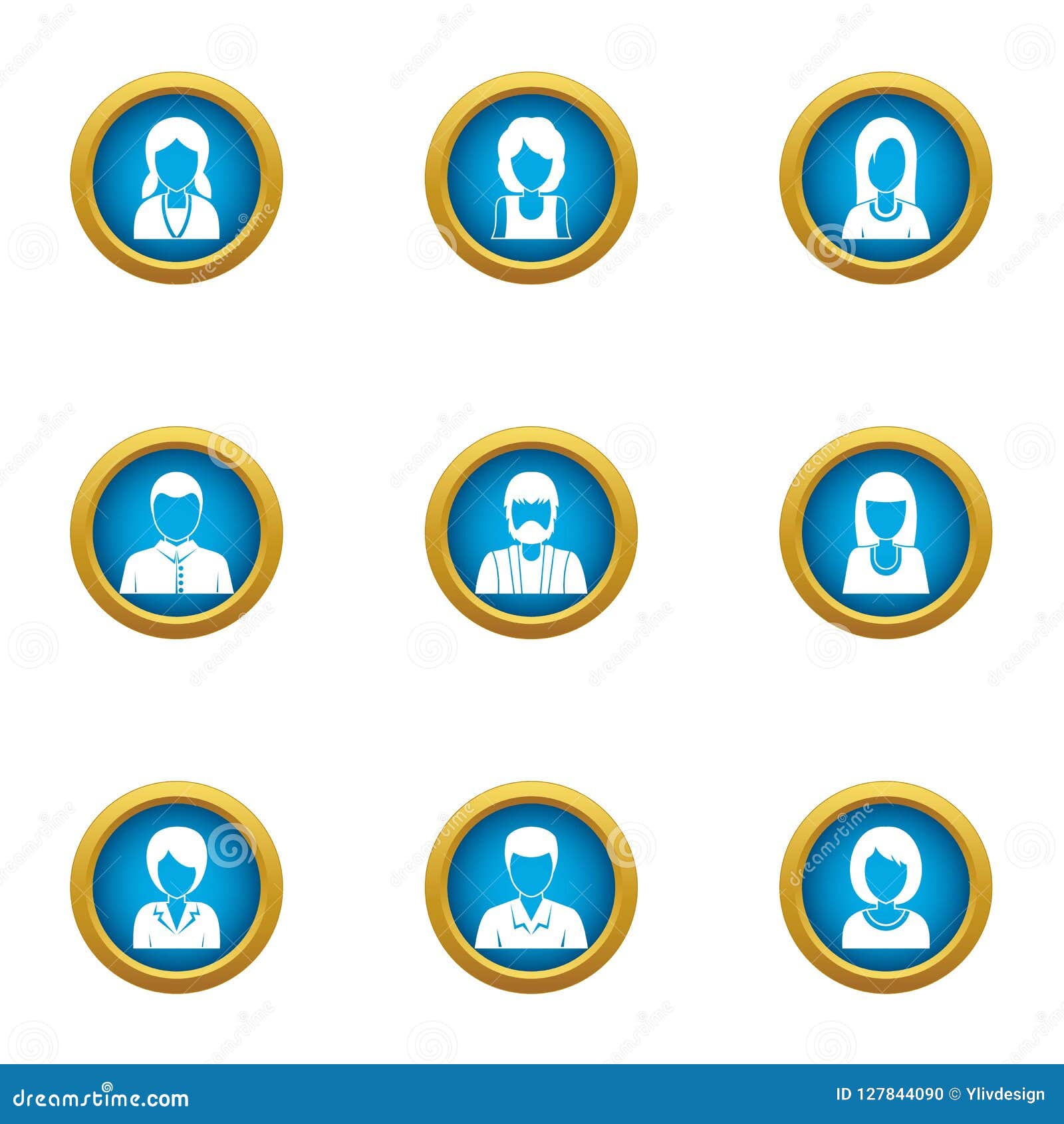 Resident Icons Set, Flat Style Stock Vector - Illustration of labor ...