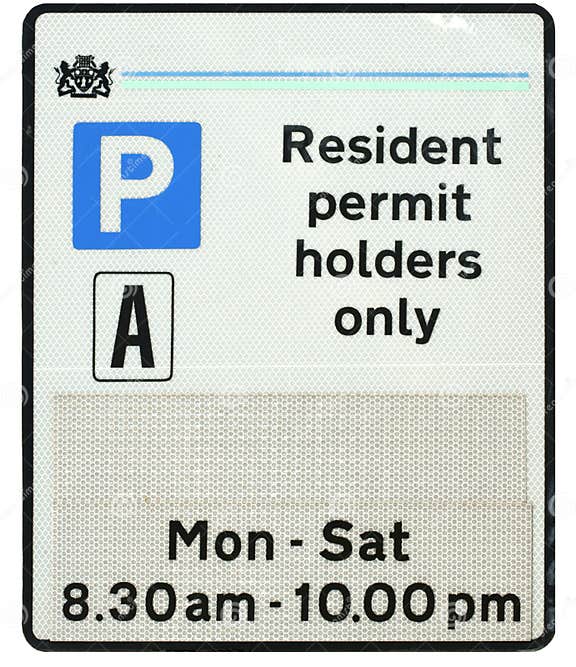 Resident Parking Sign stock image. Image of london, permit - 11282877