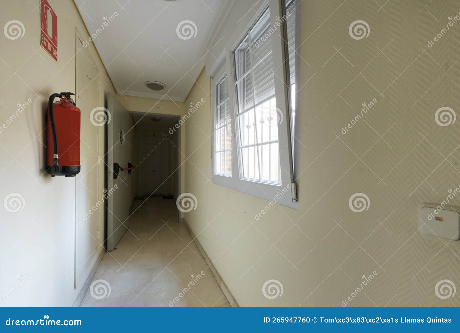 Residential Apartment Building Corridor with Fireproof Doors and ...