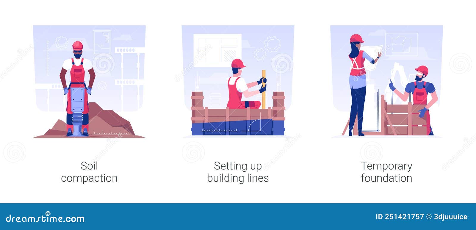 Residential Area Building Process Isolated Concept Vector Illustrations ...