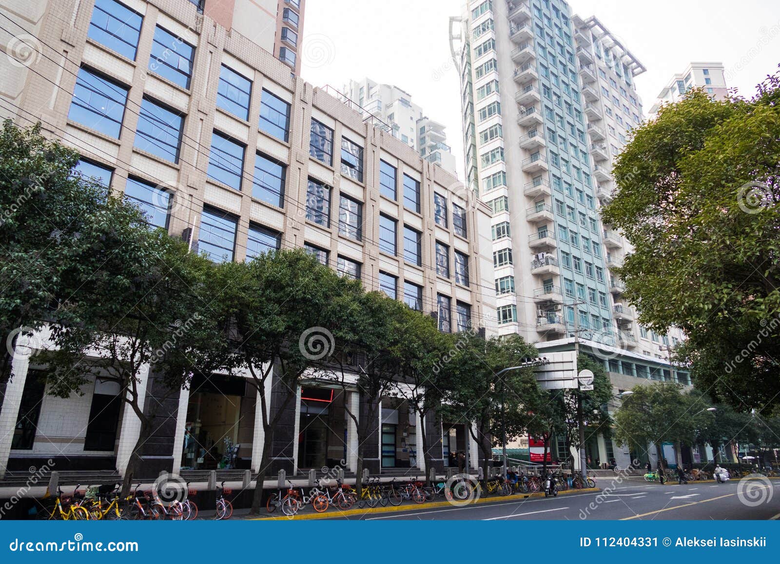 Residential Area with Tall Buildings Trees and Road Editorial Photo ...