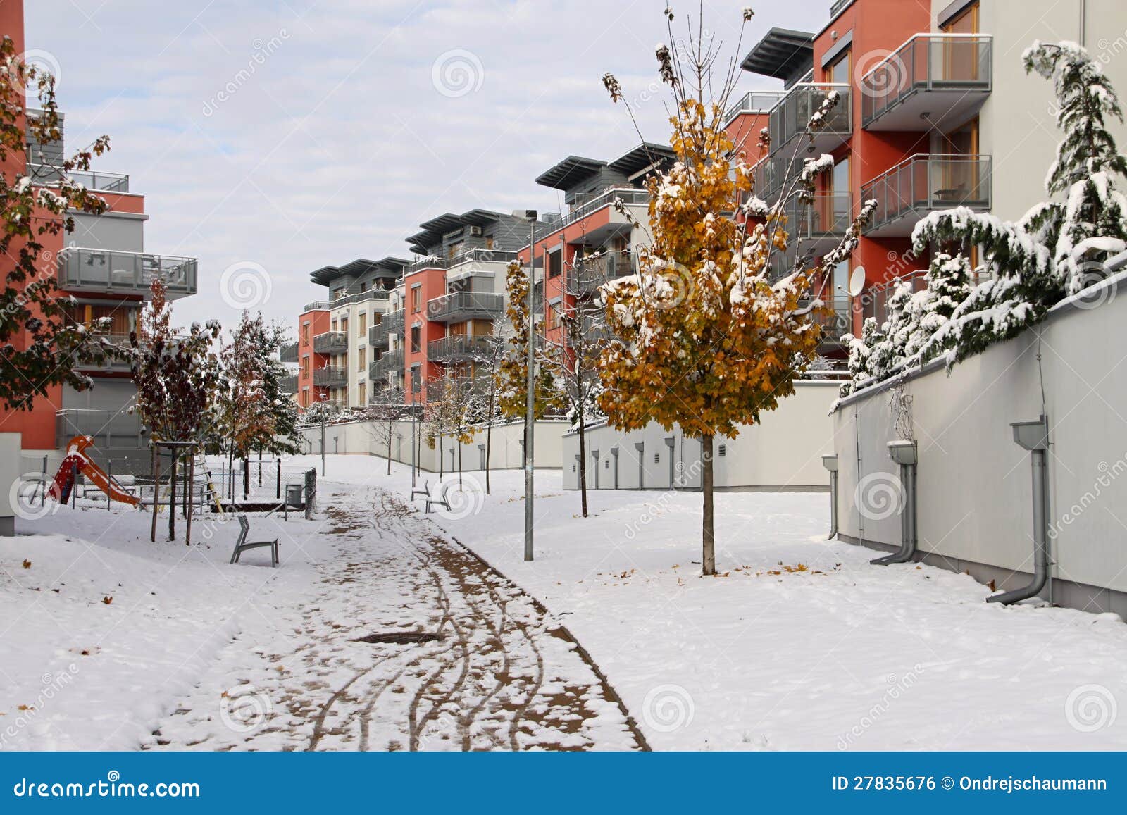 Residential Block of Houses in the Winter Stock Photo - Image of estate ...