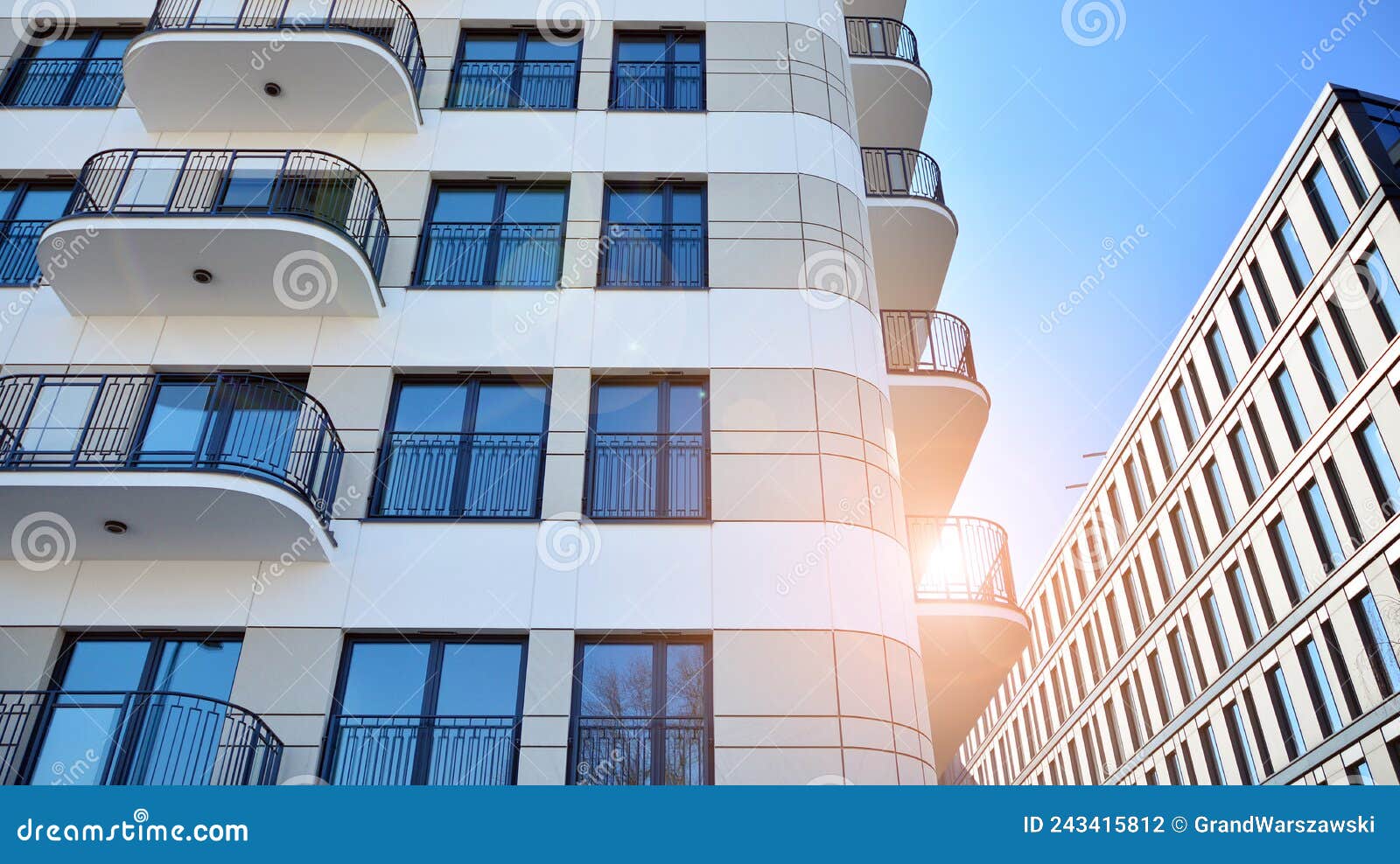 A Residential Building and an Adjacent Office Building. Stock Photo ...