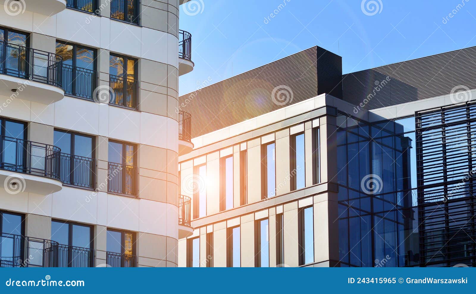 A Residential Building and an Adjacent Office Building. Stock Image ...