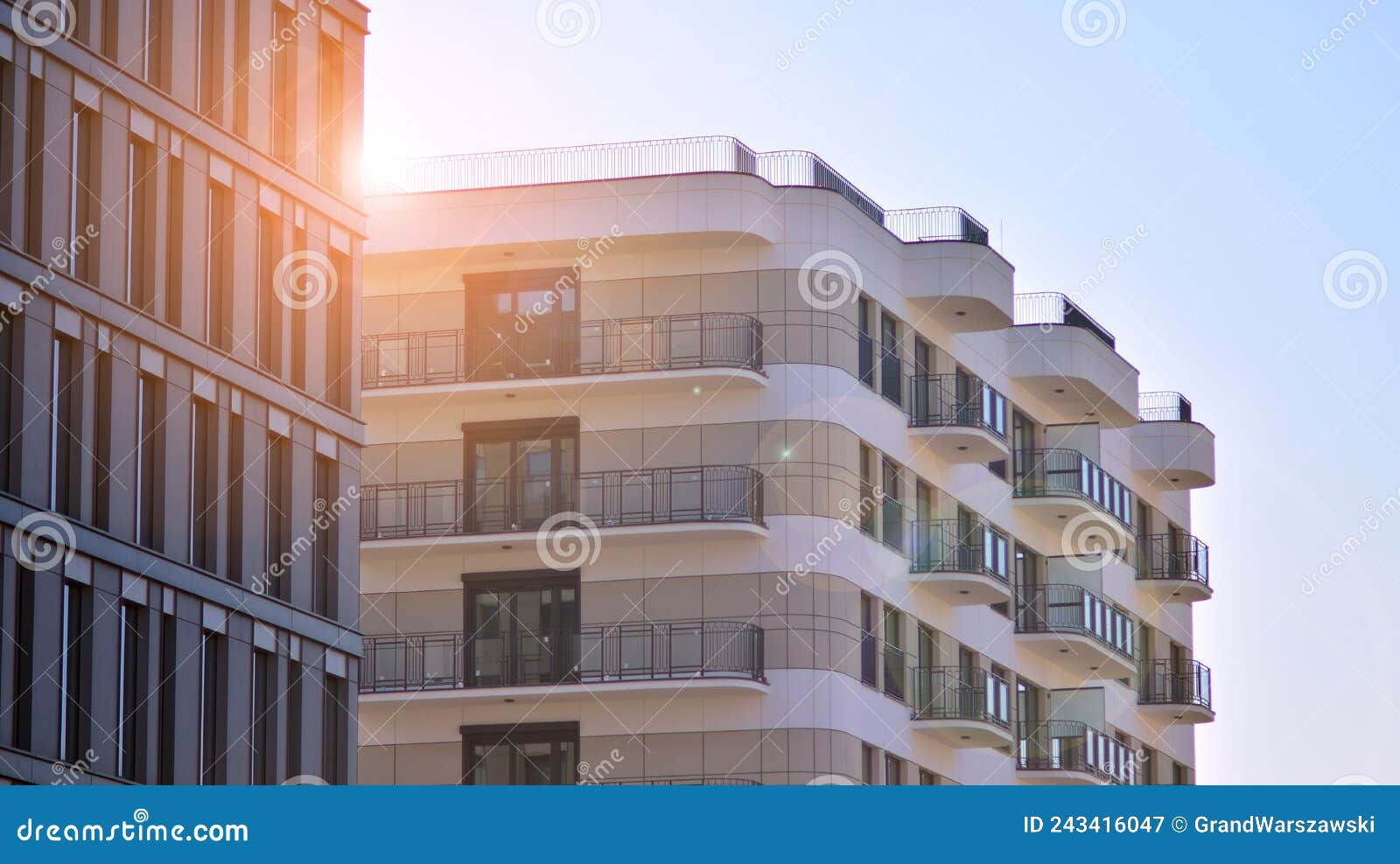 A Residential Building and an Adjacent Office Building. Stock Image ...