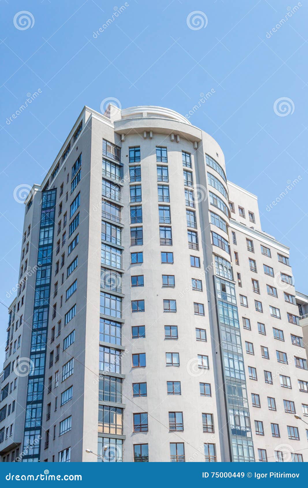 Residential Building on a Background of Blue Sky Stock Image - Image of ...