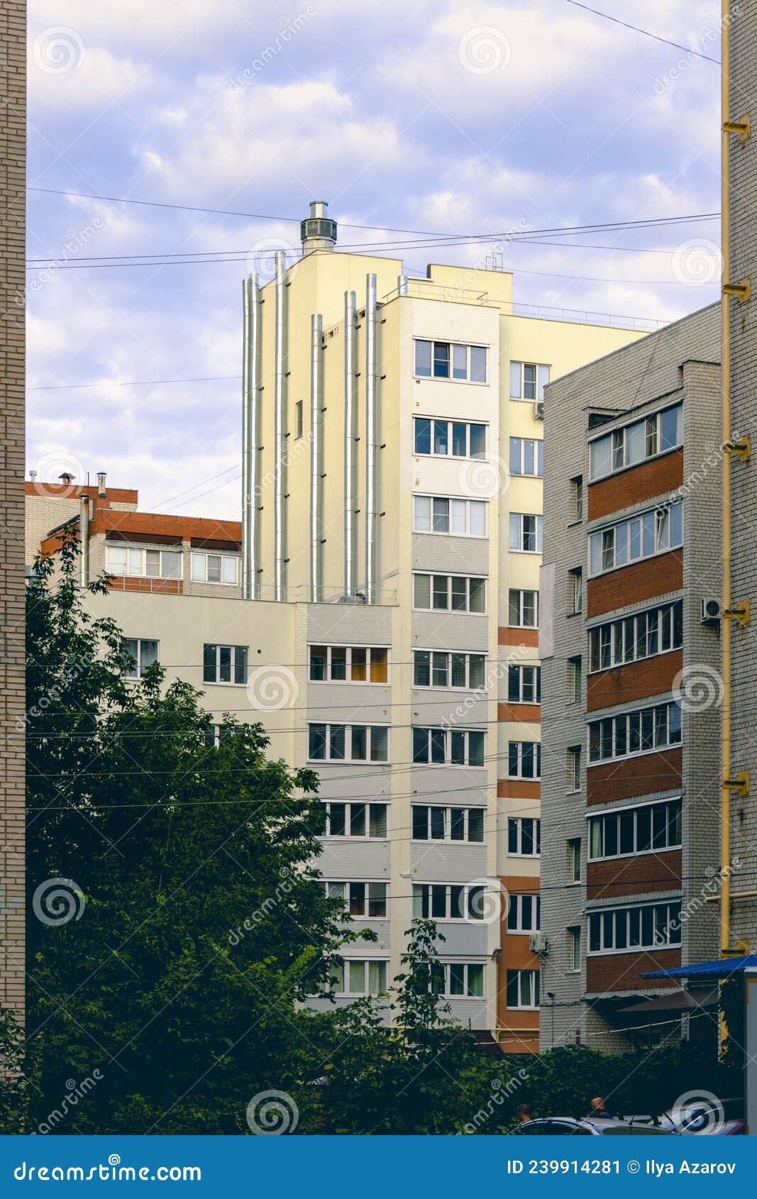 Residential Building in the City between the Buldings Stock Image ...