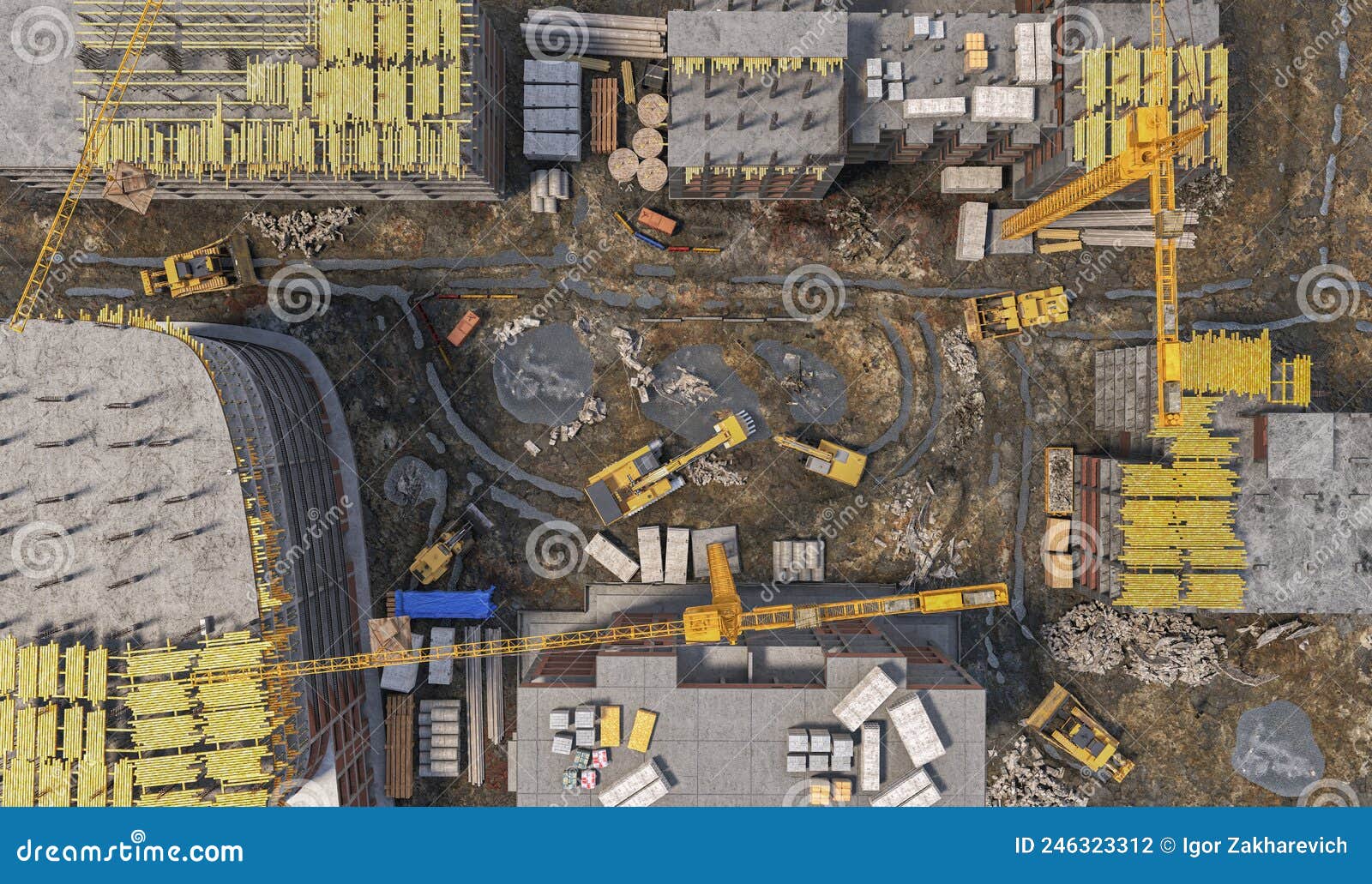 Residential Building Construction Site Top View. Stock Illustration ...