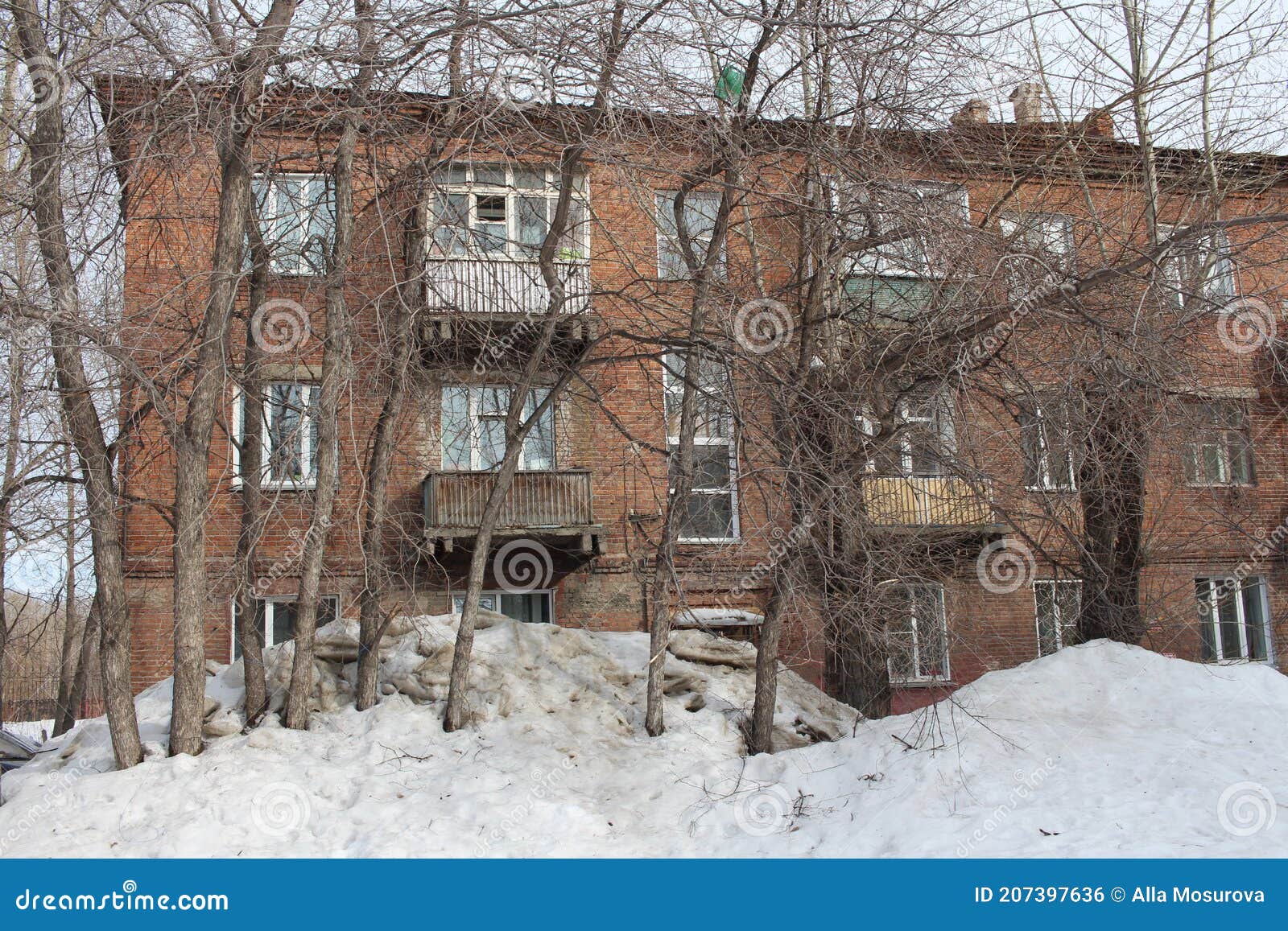 Residential Building Covered with Snow in Winter in a Snowdrift Stock ...