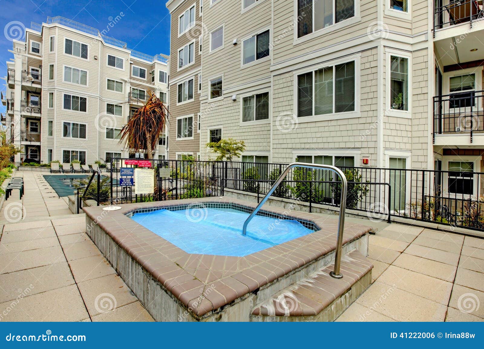 Residential Building with Swimming Pool and Jacuzzi Stock Photo - Image ...