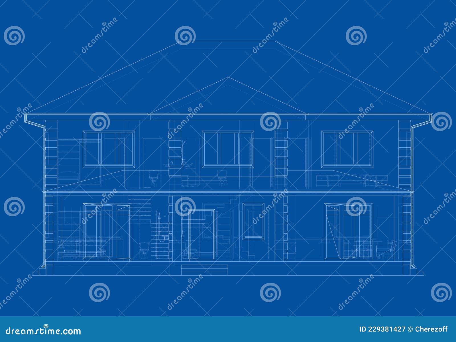 Residential Building Technical Drawing. Vector Stock Vector ...
