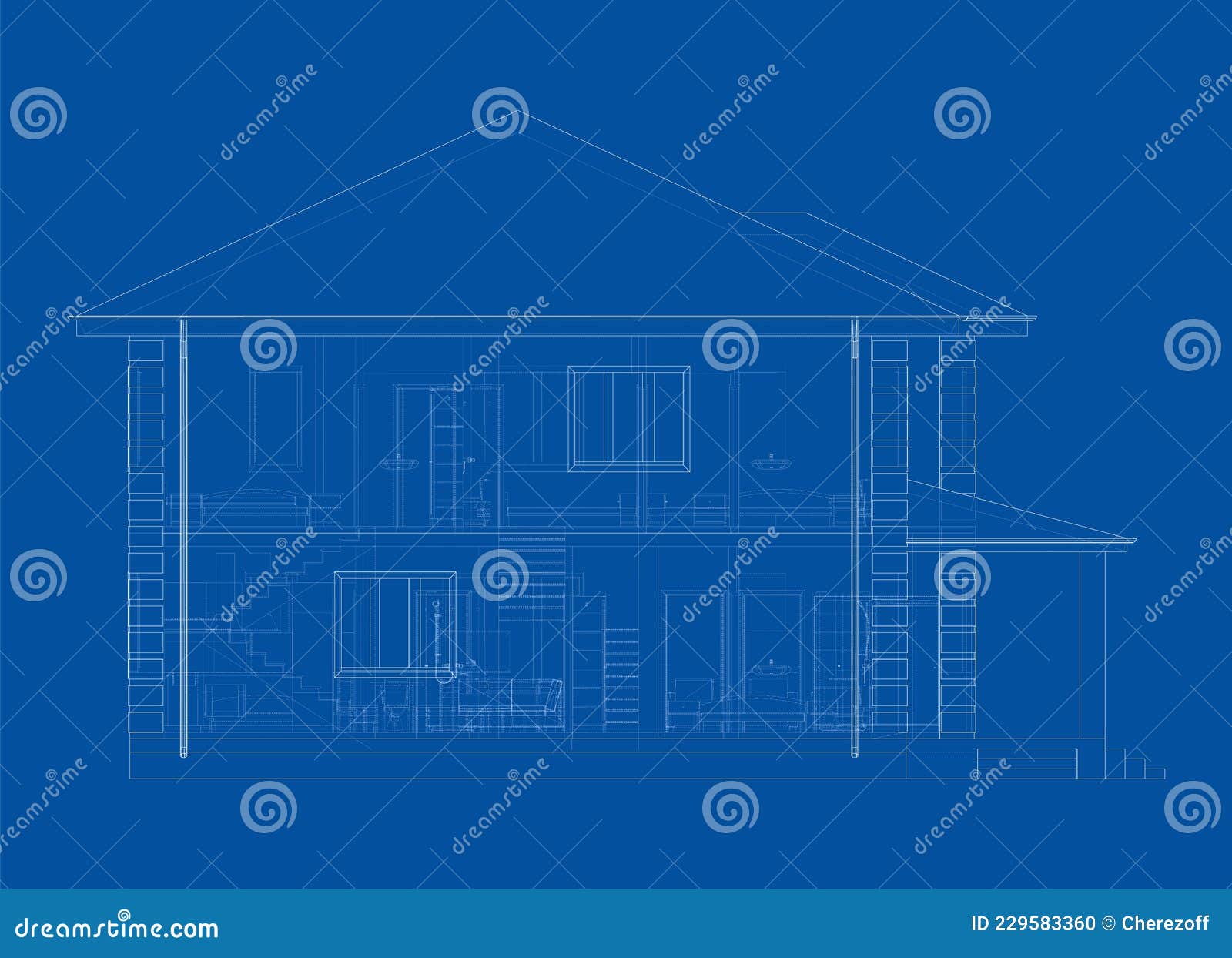 Residential Building Technical Drawing. Vector Stock Vector ...