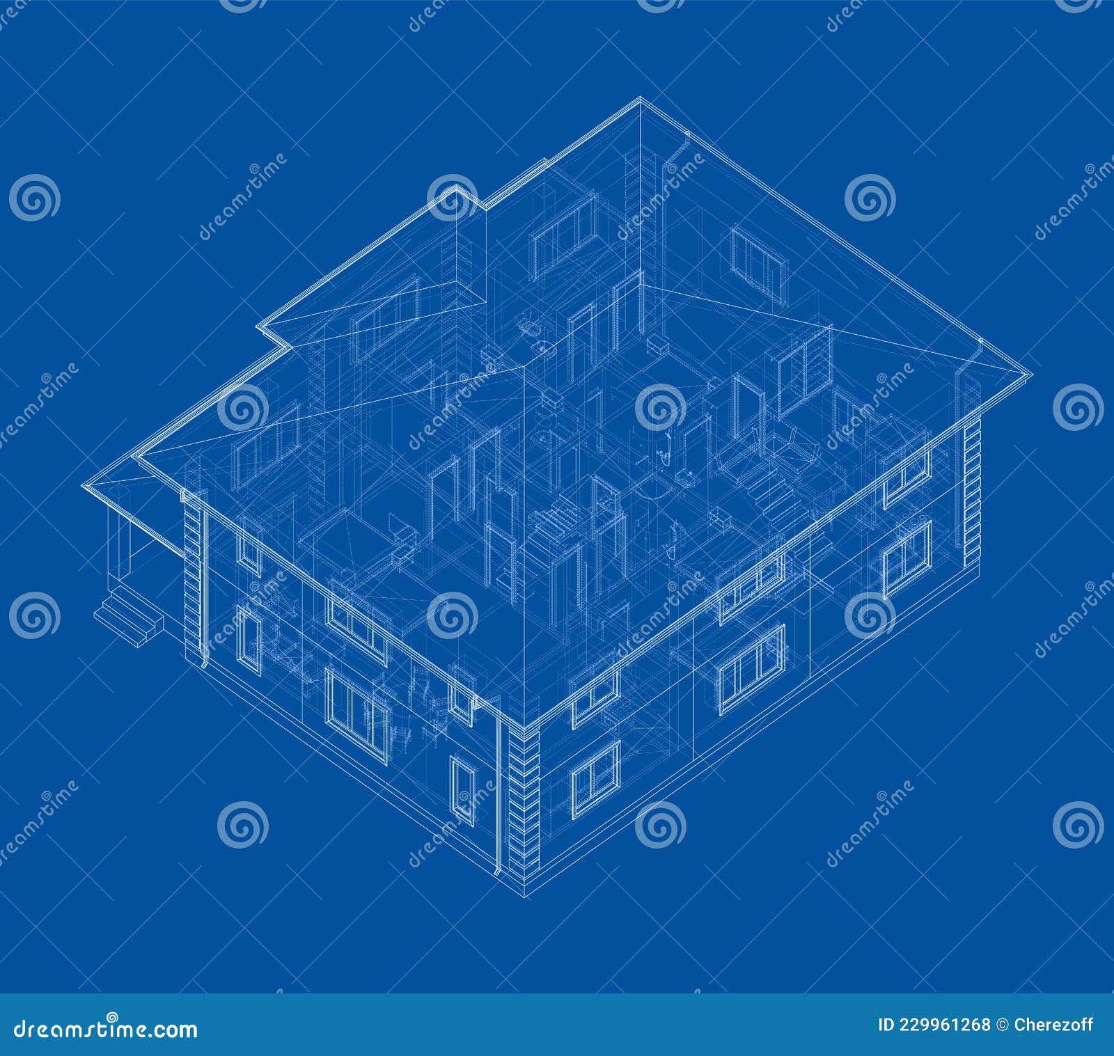 Residential Building Technical Drawing. Vector Stock Vector ...