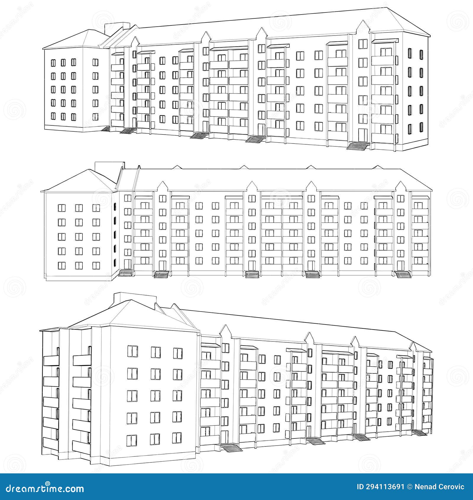 Residential Building Vector. Illustration Isolated on White Background ...