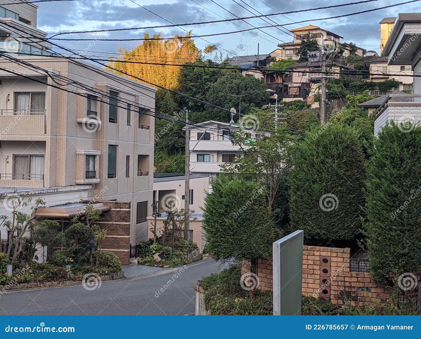 Residential Buildings and Empty Street View Cityscape Editorial ...