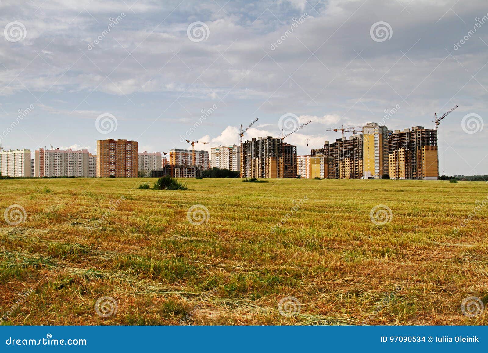 Residential Buildings in the Field Stock Photo - Image of building ...