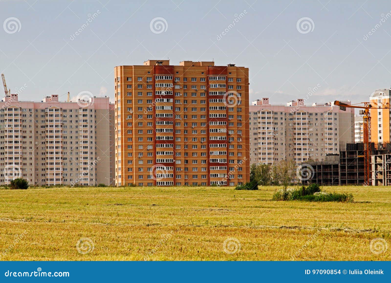 Residential Buildings in the Field Stock Photo - Image of house ...