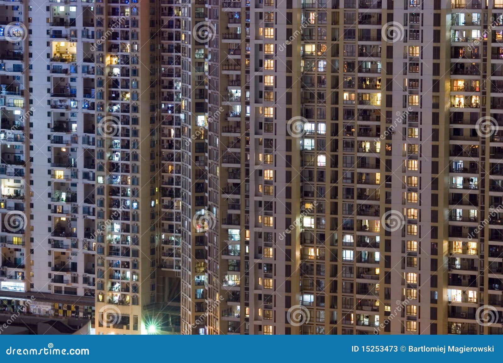 Residential Buildings by Night Stock Image - Image of population, live ...