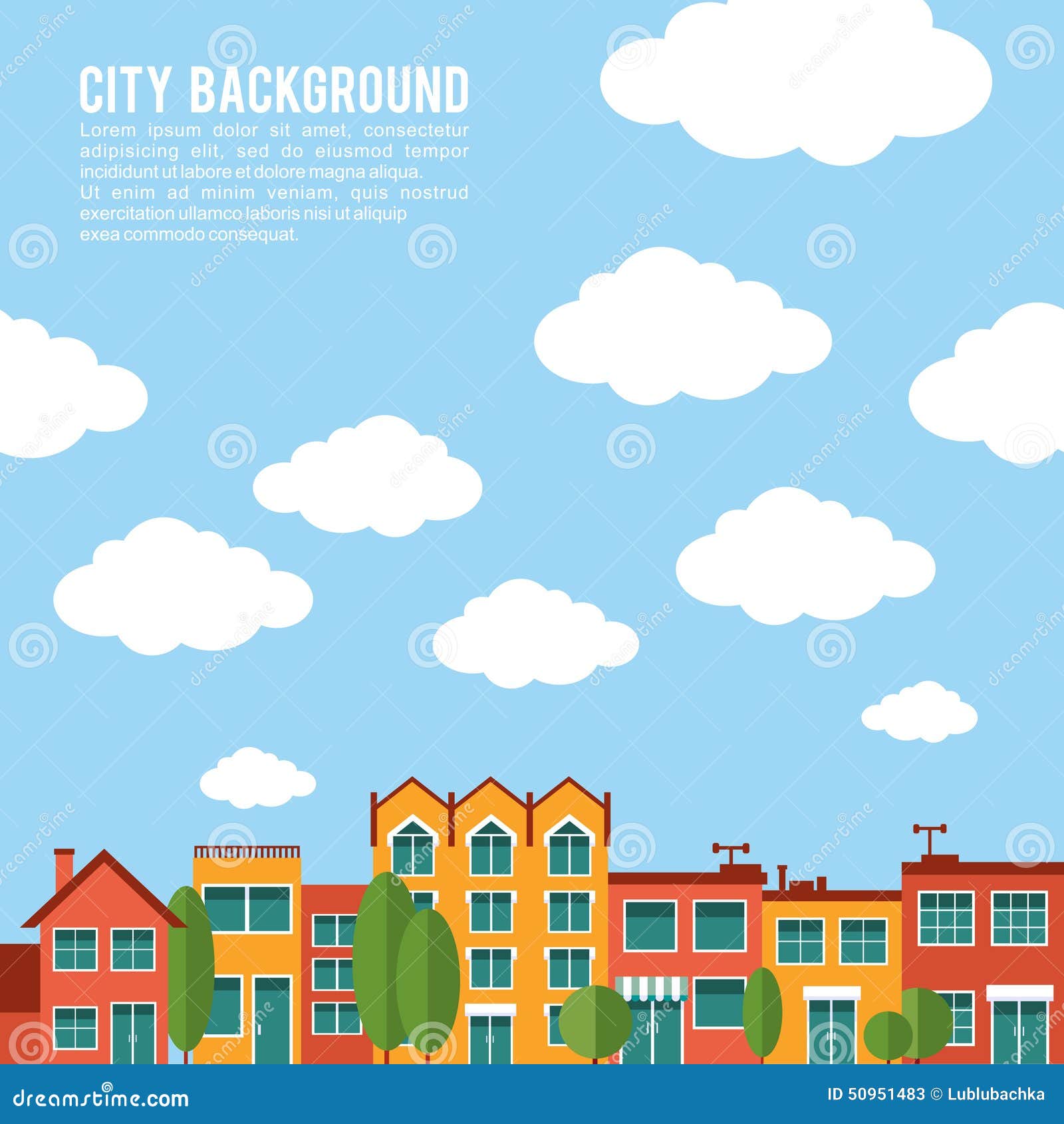 Residential City Houses Vector Background Stock Vector - Illustration ...