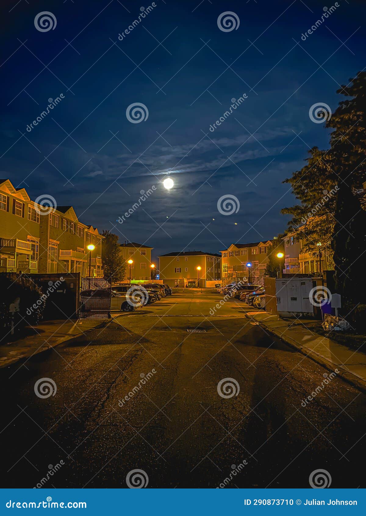 Residential Community Complex during Nighttime. Stock Photo - Image of ...