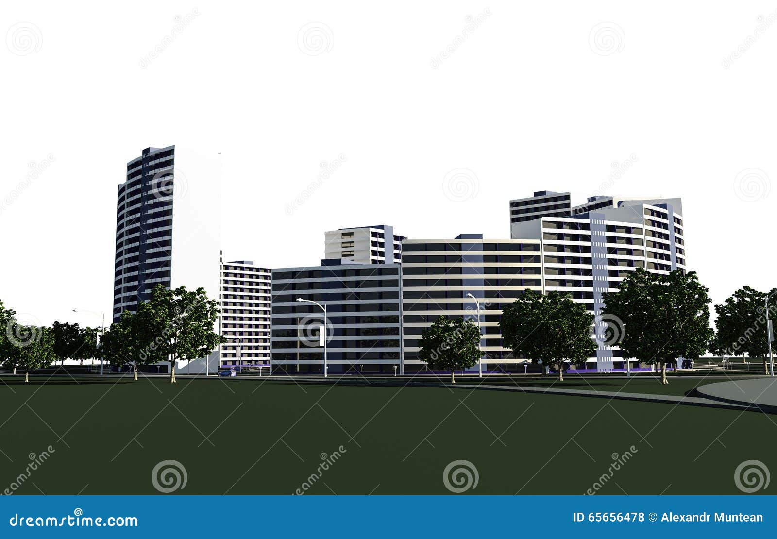 Residential Complex 3D Render Stock Illustration - Illustration of ...