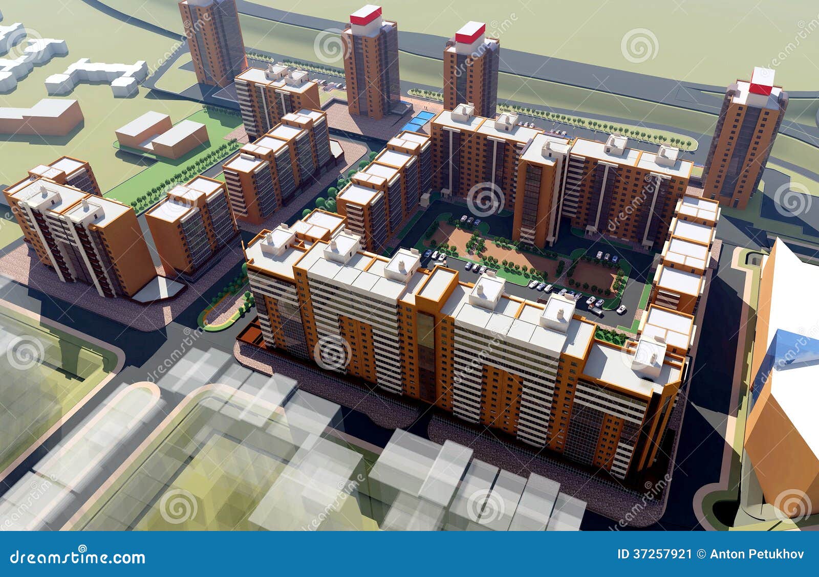 Residential Complex (3d Rendering) Stock Illustration - Illustration of ...