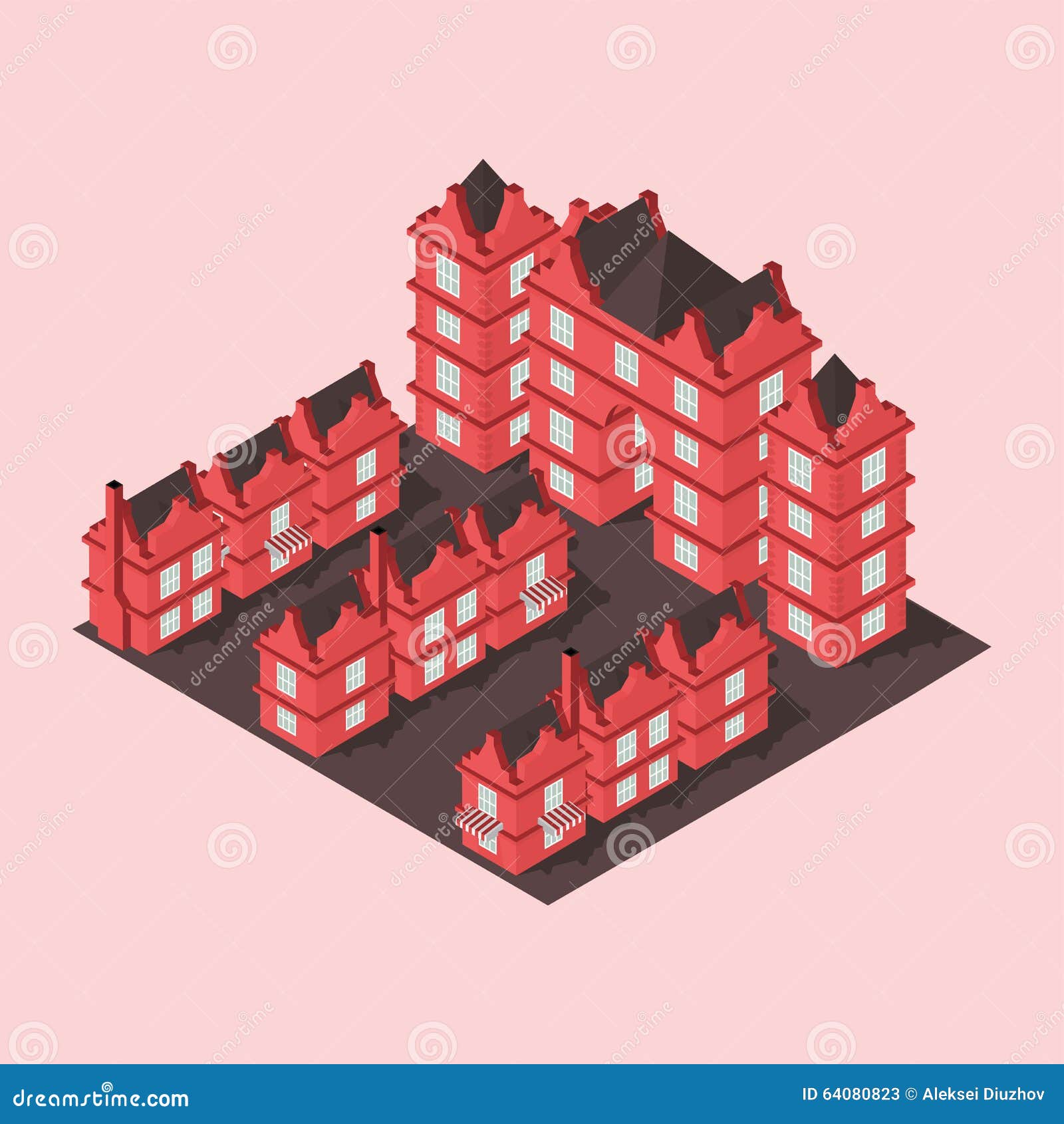 Residential Complex Isometric Stock Illustration - Illustration of home ...