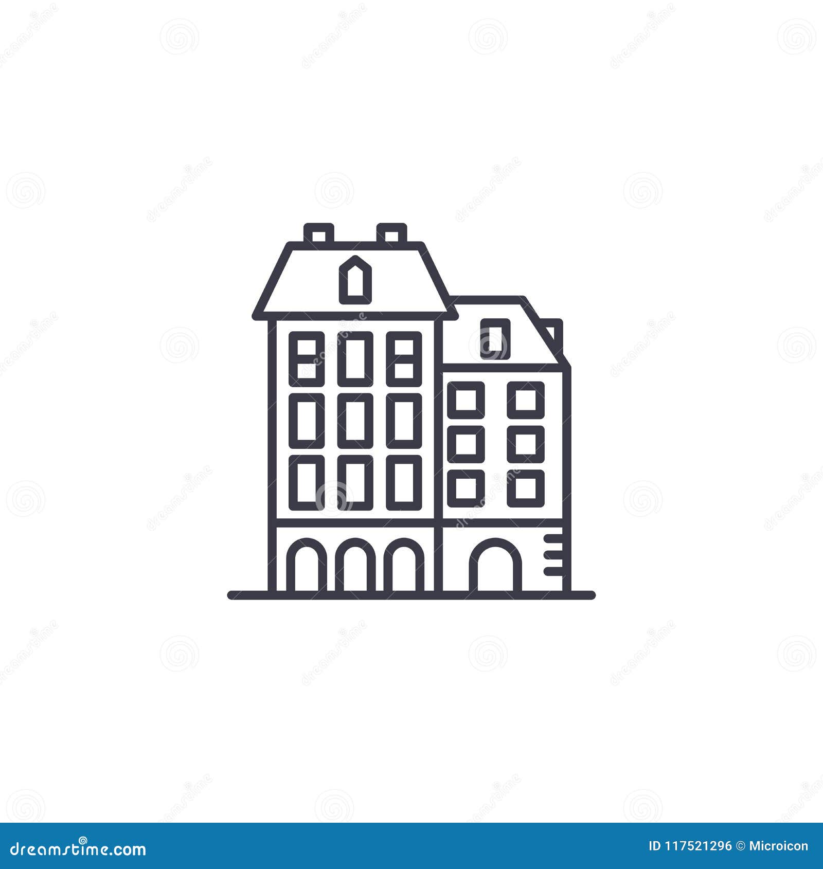 Residential Complex Linear Icon Concept. Residential Complex Line ...