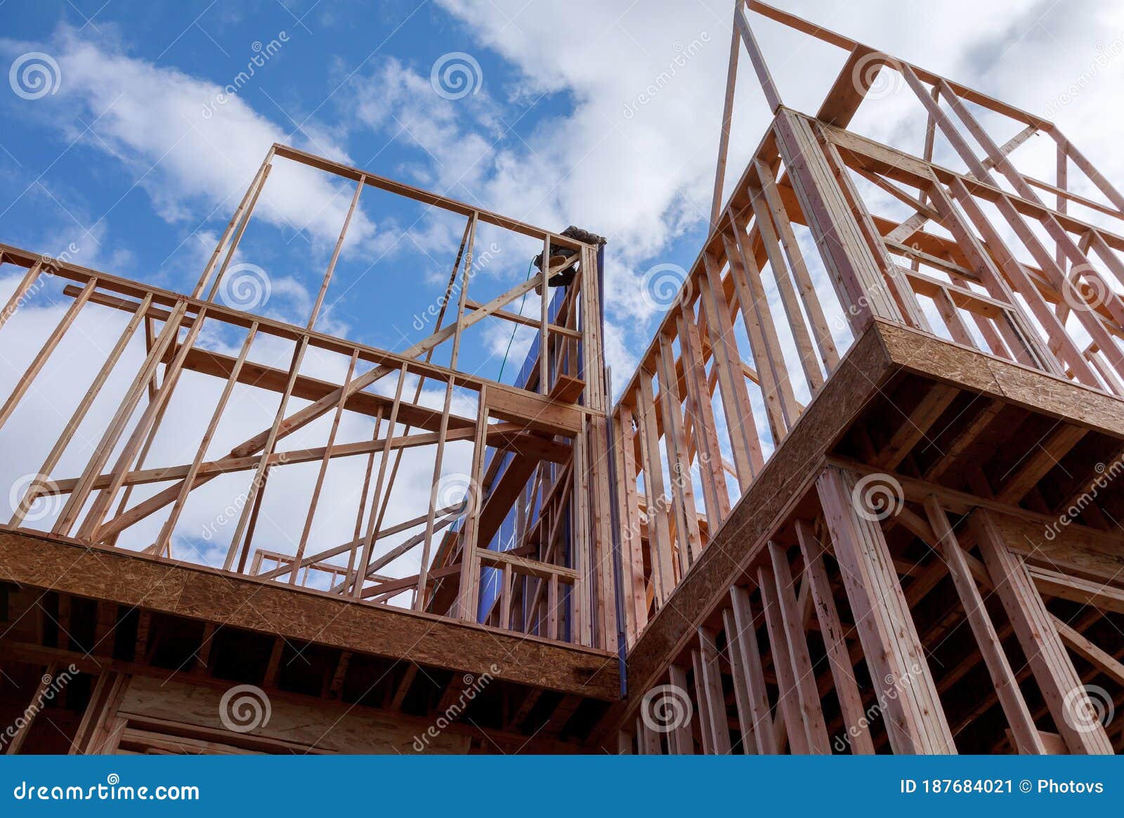 Residential Construction Home Framing Under Construction Wooden Truss ...