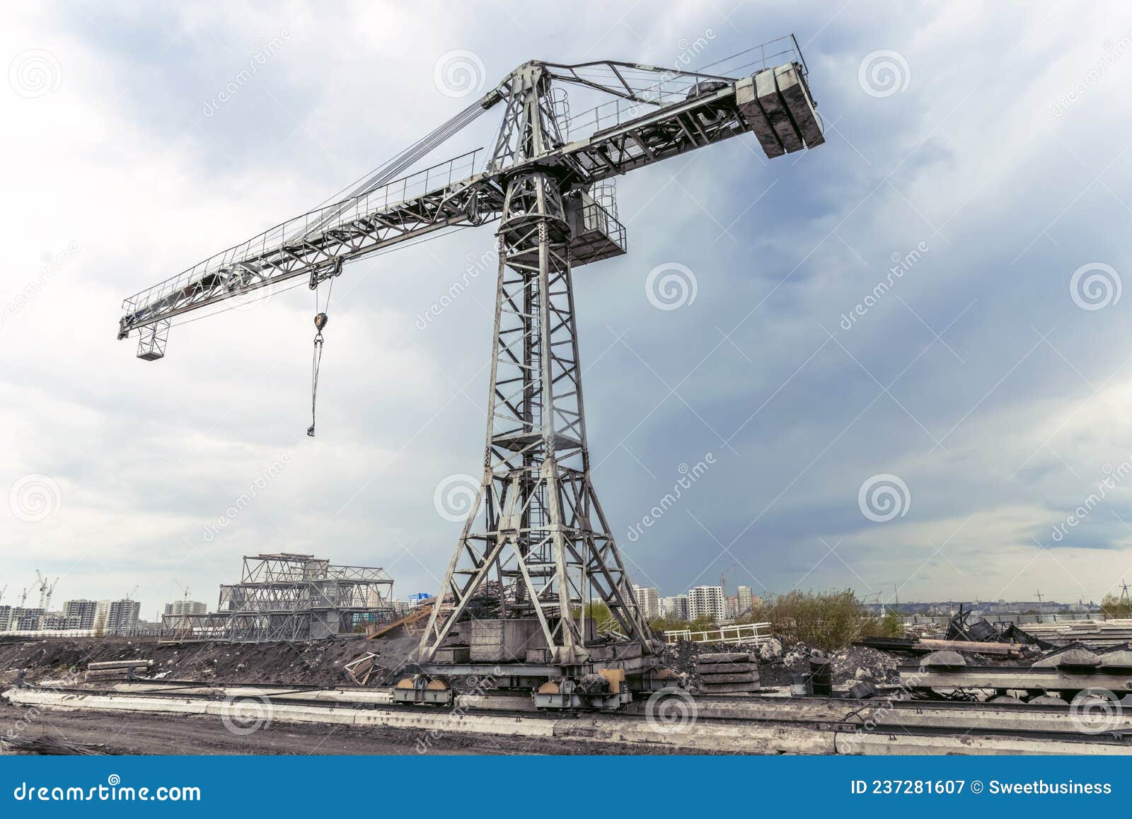 Residential Development and High-rise Crane Stock Image - Image of ...