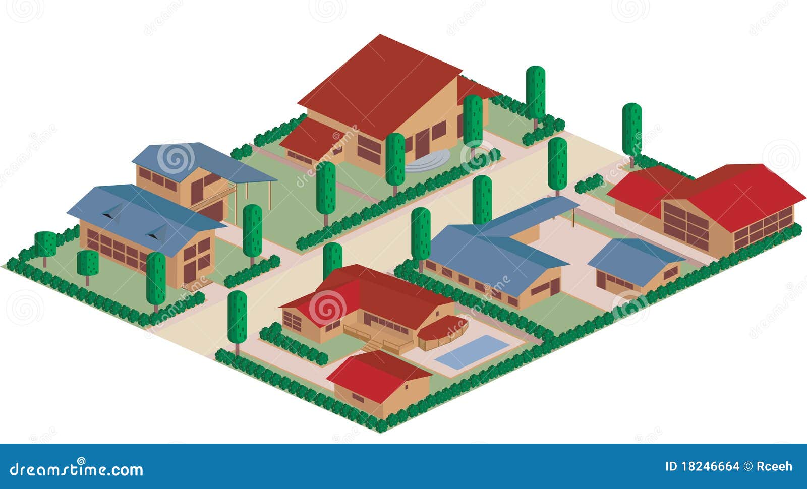 Residential District Cartoon Stock Vector - Illustration of suburb ...
