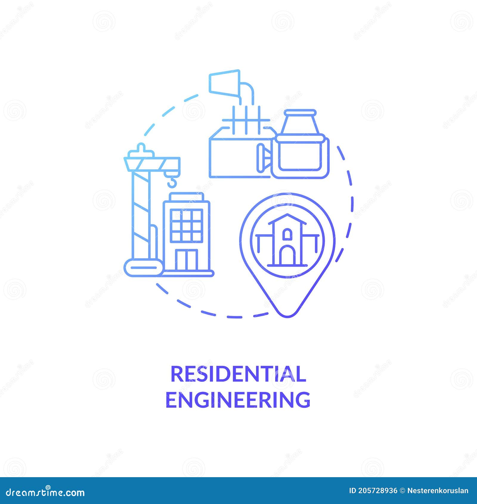 Residential Engineering Blue Gradient Concept Icon Stock Vector ...