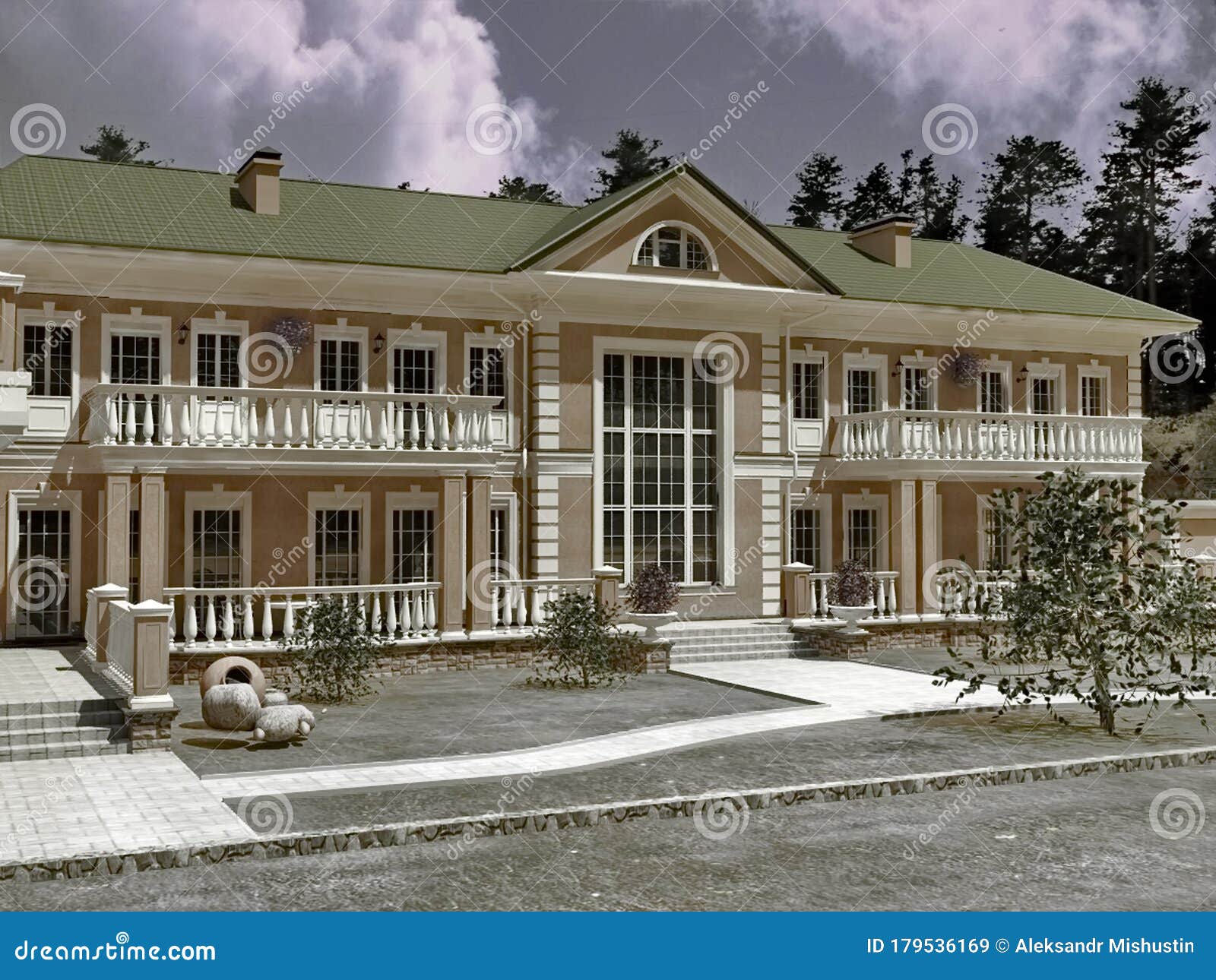 Residential Estate Complex stock illustration. Illustration of doors ...